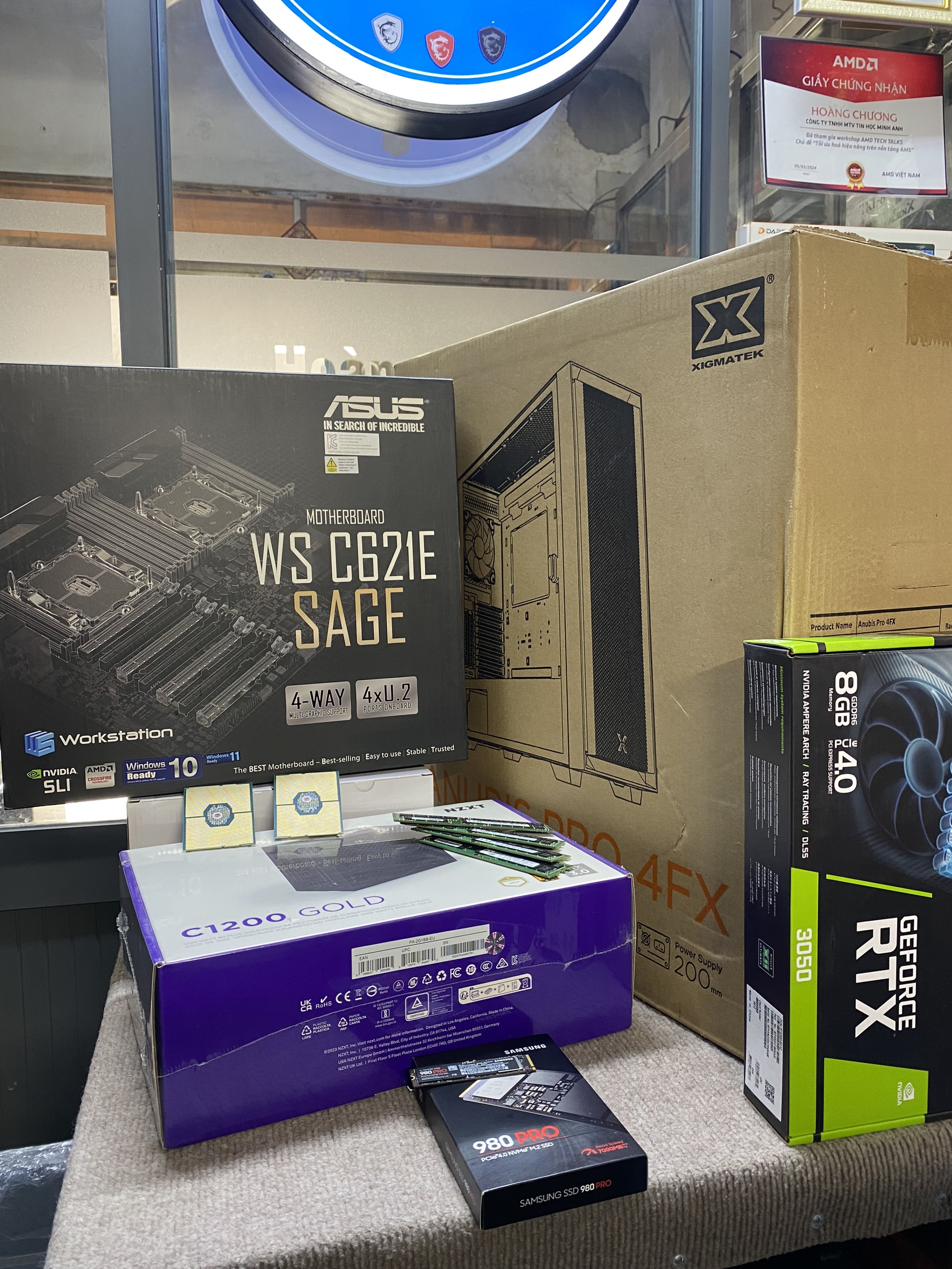 WS ASUS C621E SAGE / Dual Xeon Platinum 8269CY / RAM 64GB / NVMe 1TB ...